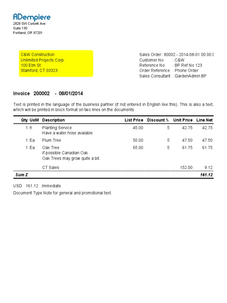 Invoice Header | PDF