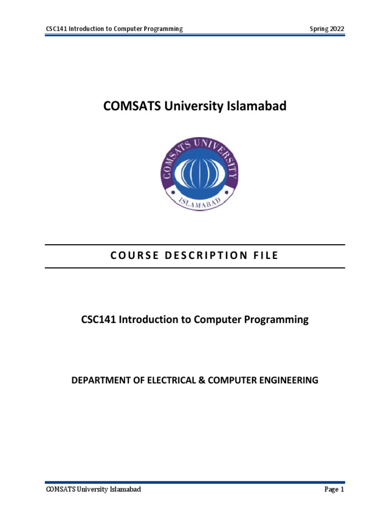 Csc141 Introduction To Computer Programming Pdf Pointer Computer Programming Computer 2718