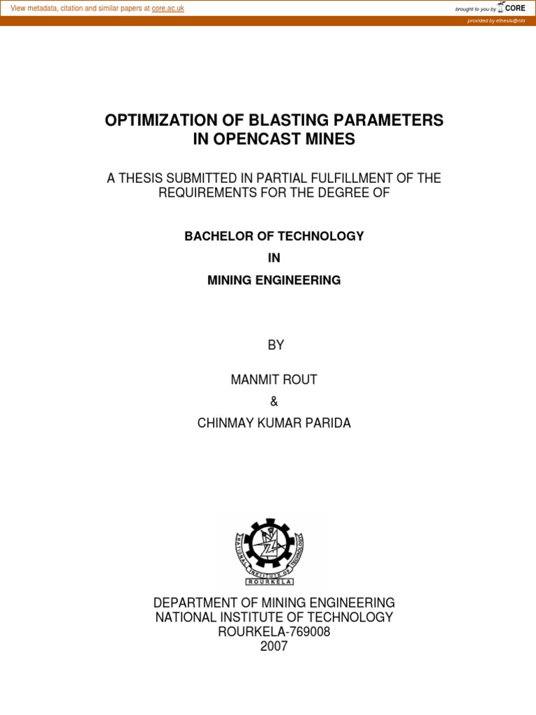 Optimization of Blasting Parameters in Opencast Mines | PDF | Drill ...