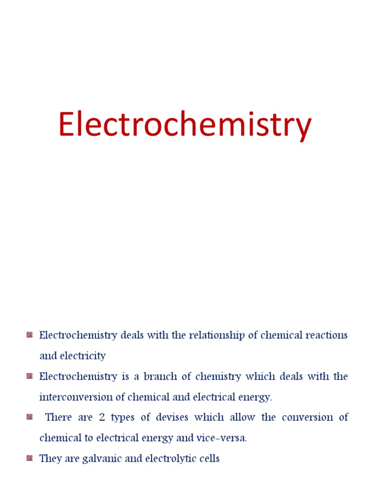 ELECTROCHEMISTRY | PDF | Electrochemistry | Redox