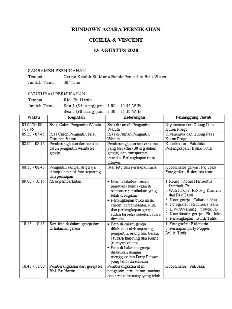 Rundown Acara Pernikahan | PDF