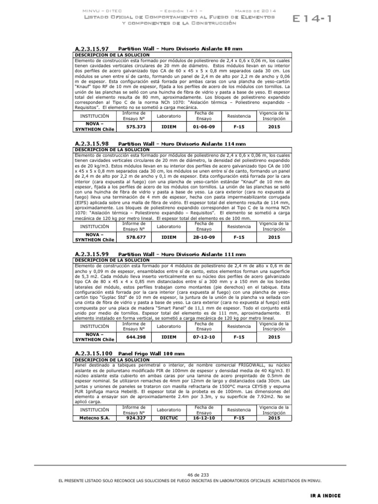 Panel PIR Metecno Frigo Wall 100 MM F15 | PDF | Aislamiento térmico ...