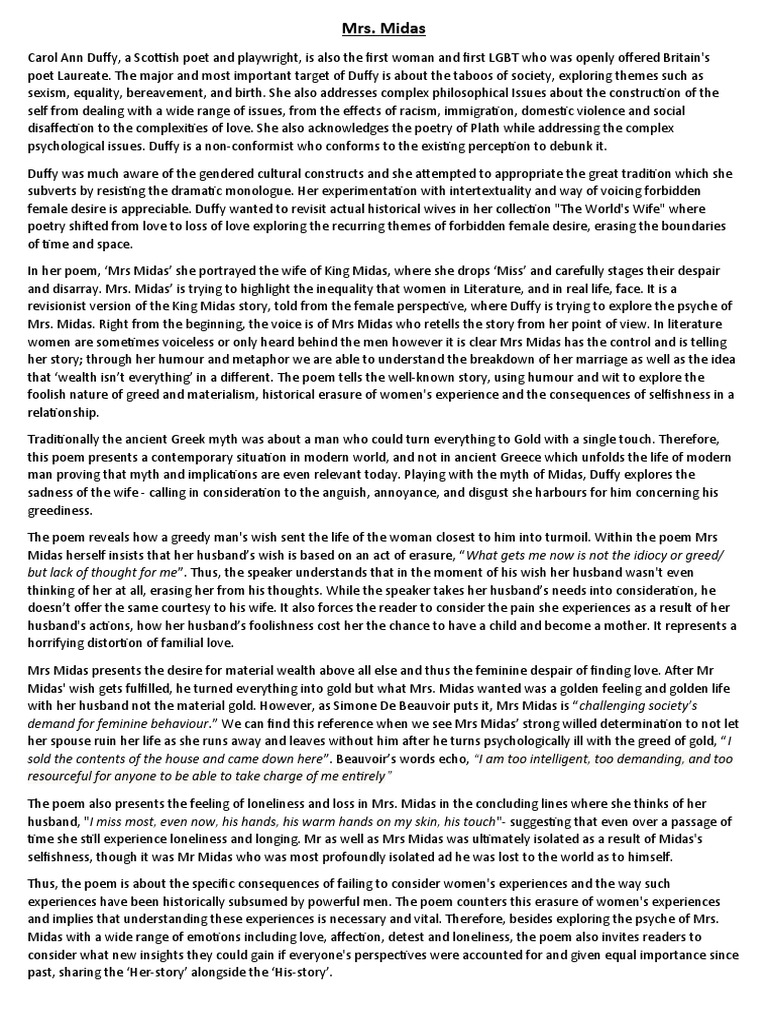 Mrs Midas | PDF | Psychological Concepts | Psychology