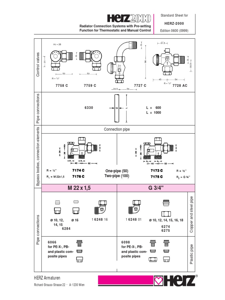 DS HERZ 2000 Radiator Connection | PDF | Pipe (Fluid Conveyance) | Valve