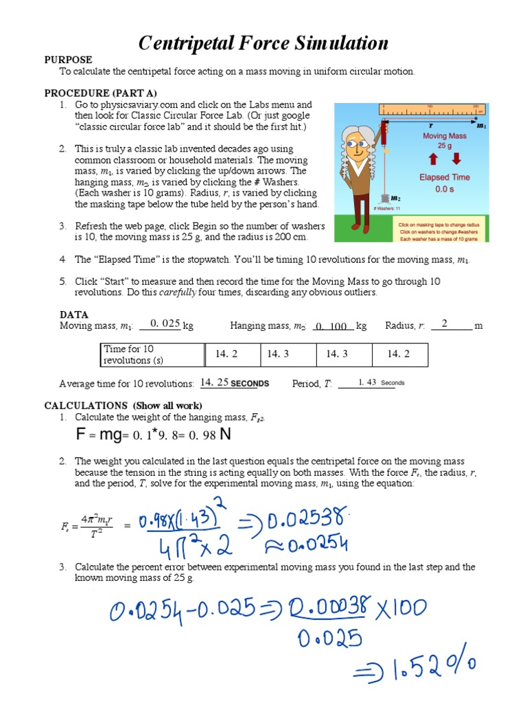 Physics Lab: Centripetal Force | PDF | Mass | Force