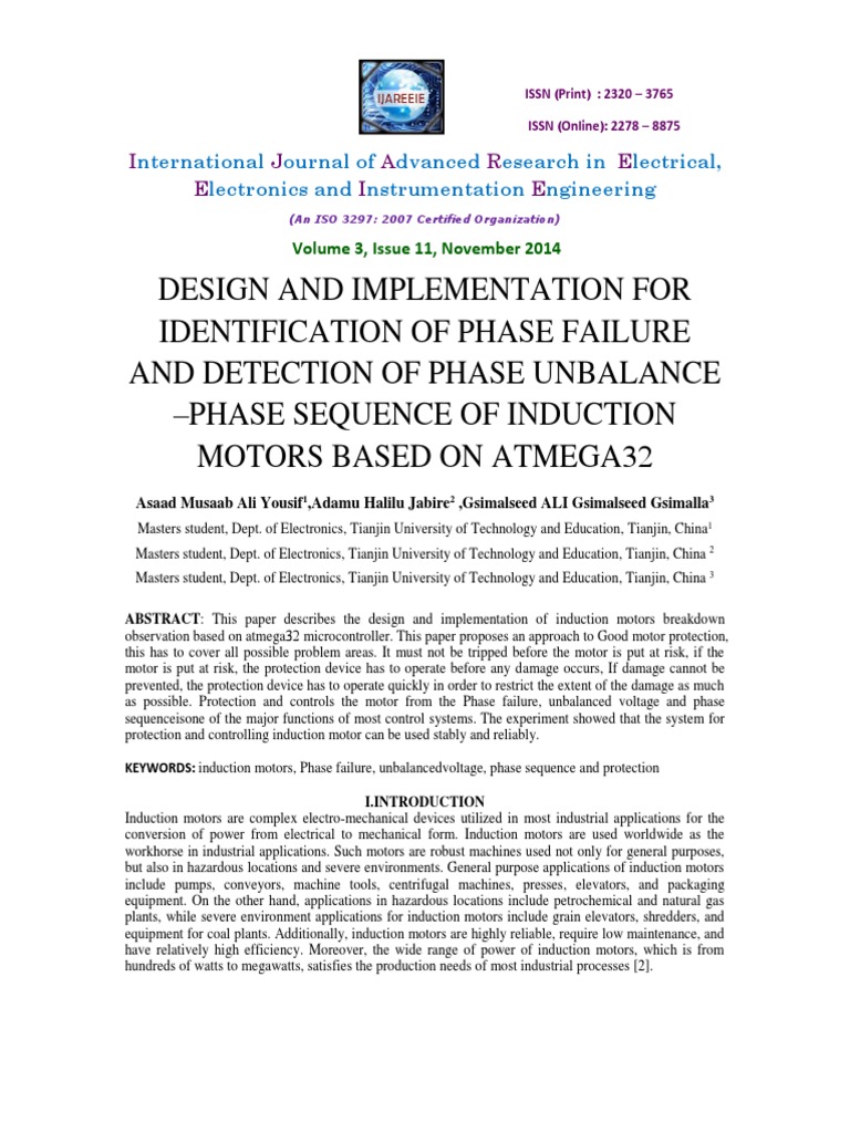 Design and Implementation For Identification of Phase Failure and ...