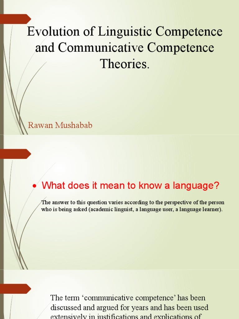 Evolution of Linguistic Competence and Communicative Competence ...