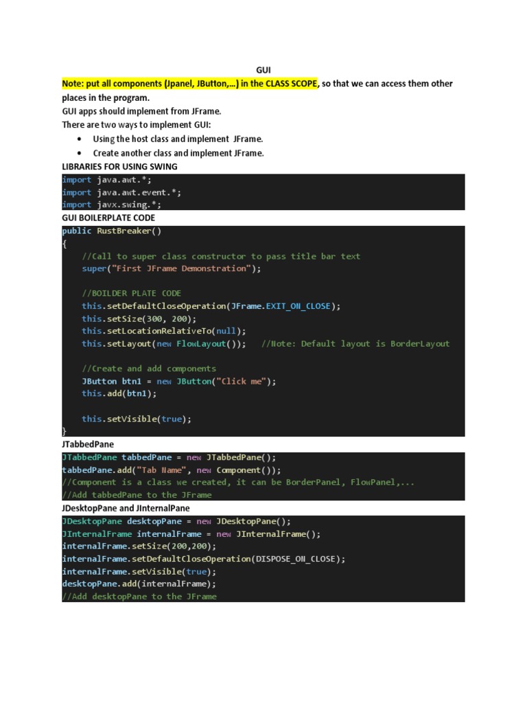 Java Gui | PDF | Thread (Computing) | Process (Computing) Java Gui | PDF | Thread (Computing) | Process (Computing)