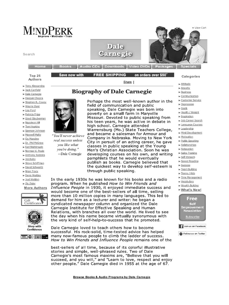 Biography of Dale Carnegie | PDF