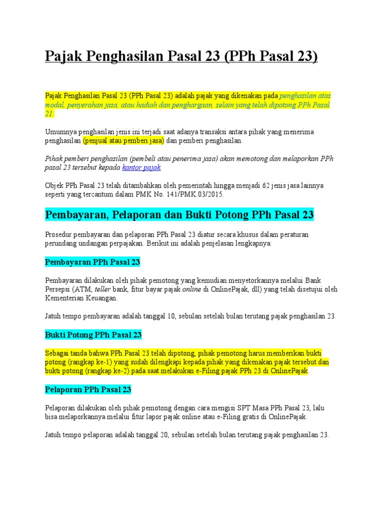 Modul - PPH Pasal 23 | PDF