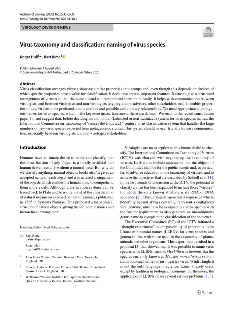 Virus Taxonomy | PDF | Taxonomy (Biology) | Species