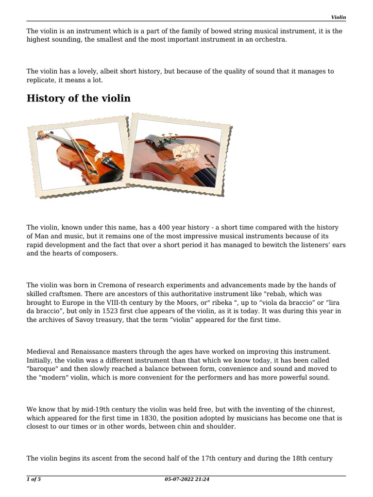 History of The Violin | PDF | Violin | String Instruments