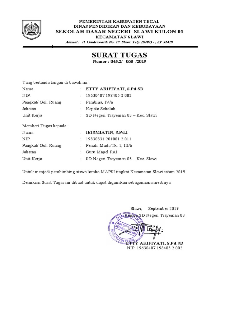 Surat Tugas Membimbing Siswa | PDF