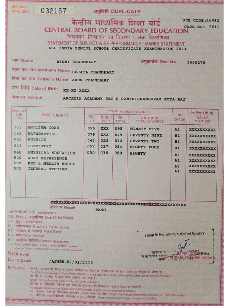 12 Marksheet Cbse | PDF