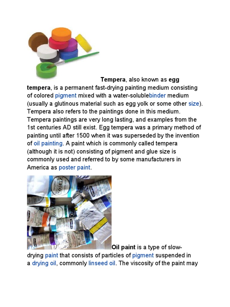 Tempera, Also Known As Egg Tempera, Is A Permanent Fast-Drying Painting ...