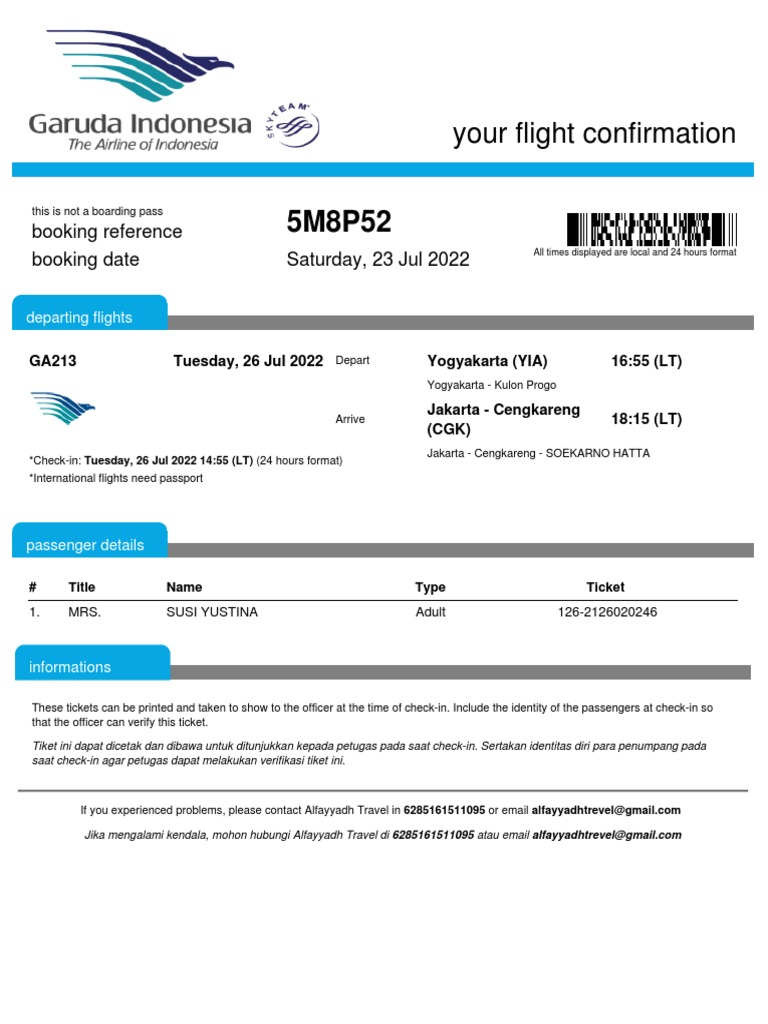 Your Flight Confirmation: Booking Reference Booking Date Saturday, 23 ...