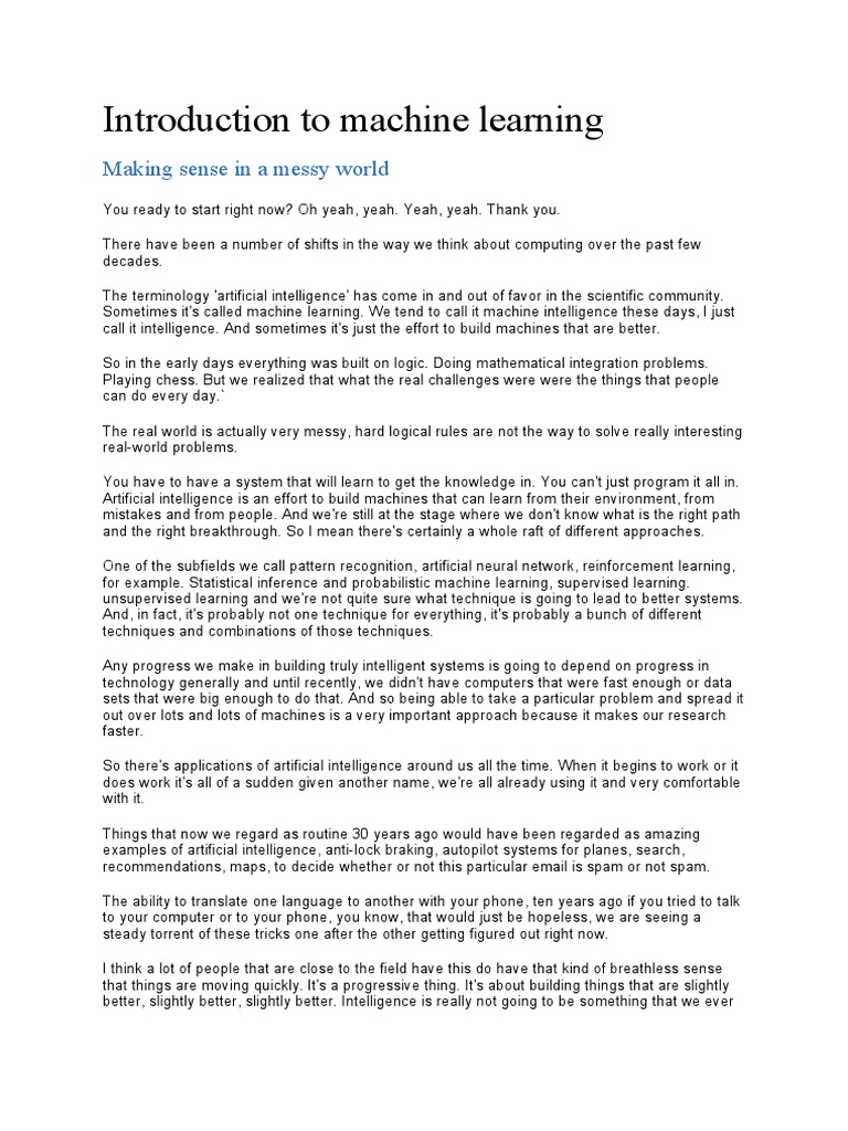 Intro To Machine Learning Google | PDF | Machine Learning | Artificial ...