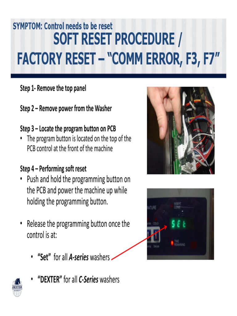 Dexter Washer Soft Reset Guide | PDF