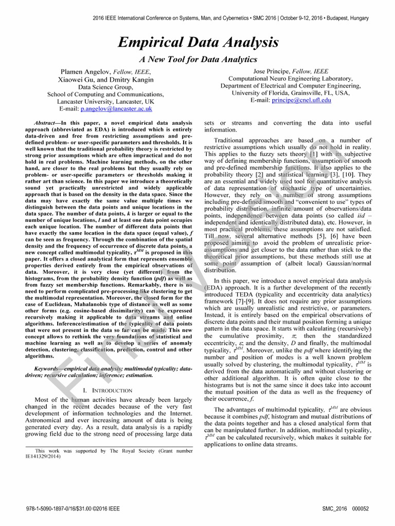 Angelov Et Al. (2016) - Empirical Data Analysis - A New Tool For Data ...