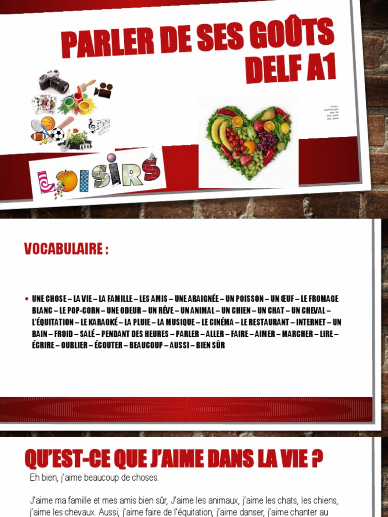 Exprimer ses goûts en anglais A1 | PDF | Arts du langage et discipline