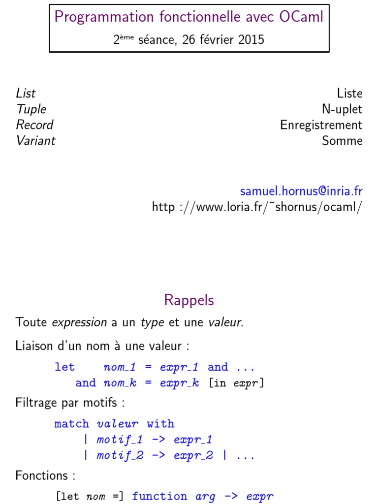Slides Ocaml 2 | PDF | Jaune | Bleu