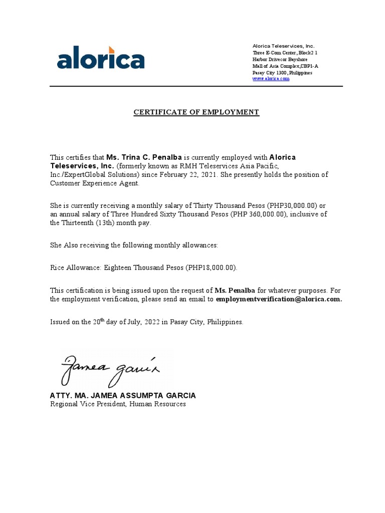 Certificate of Employment | PDF | Philippines
