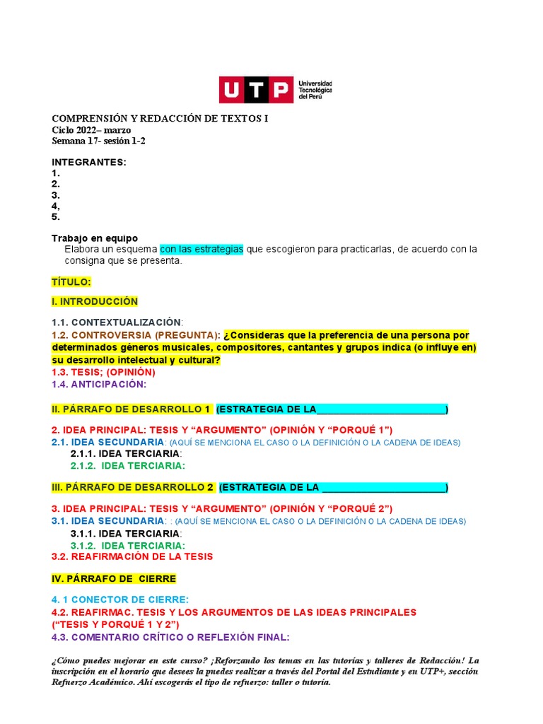 UTP S17.s1 - s2 COMPRENSIÓN Y REDACCIÓN 1 (Material de Actividades ... UTP S17.s1 - s2 COMPRENSIÓN Y REDACCIÓN 1 (Material de Actividades ...