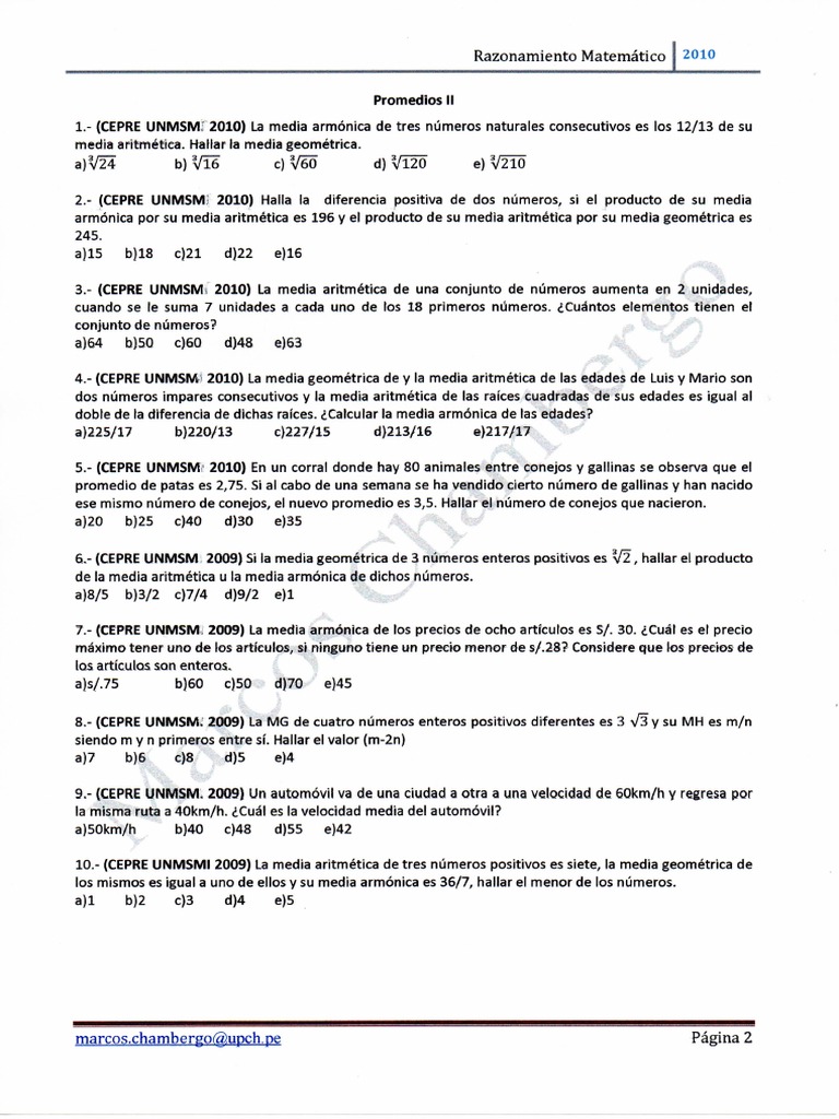 Promedios 2 | PDF | Matemática Elemental | Aritmética
