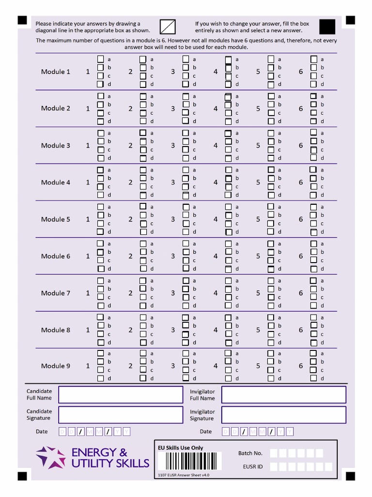 SHEA EUSR Answer Sheet v4.1 Editable | PDF