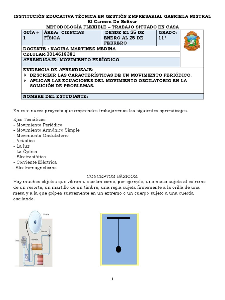 Movimiento Periódico Guia # 1 | PDF | Oscilación | Frecuencia