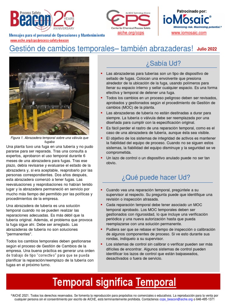 07 Process Safety Beacon - Julio 2022 - Spanish | PDF | Ingeniería de ...