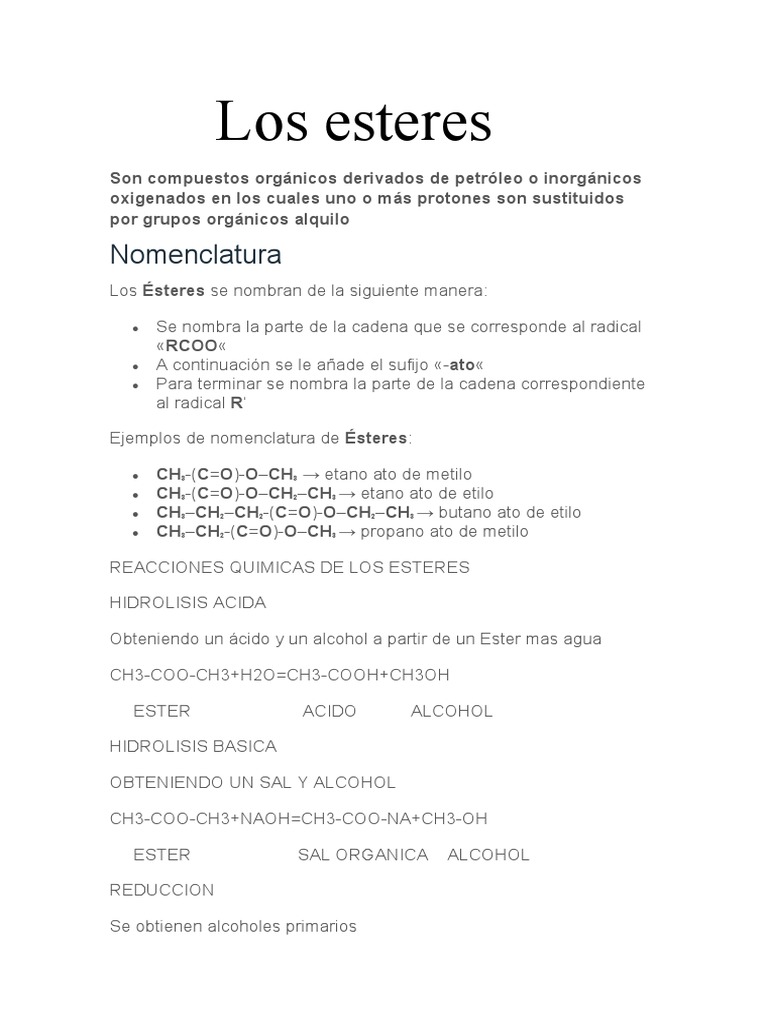 Los Esteres y Aminas | PDF | Ester | Amida