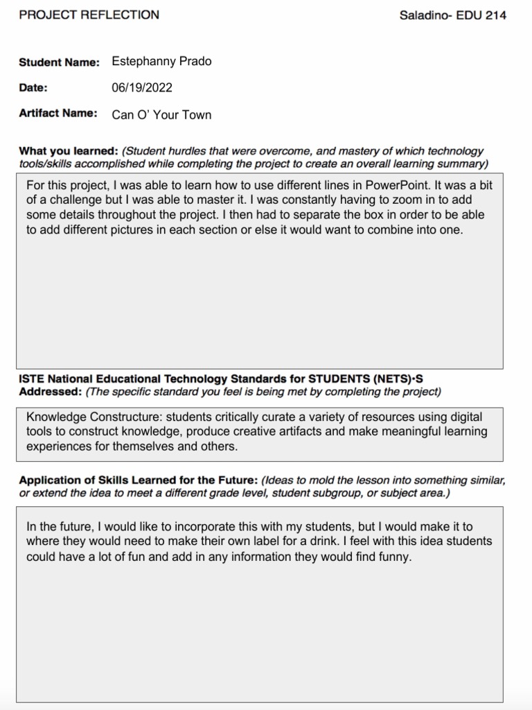 reflection template | PDF