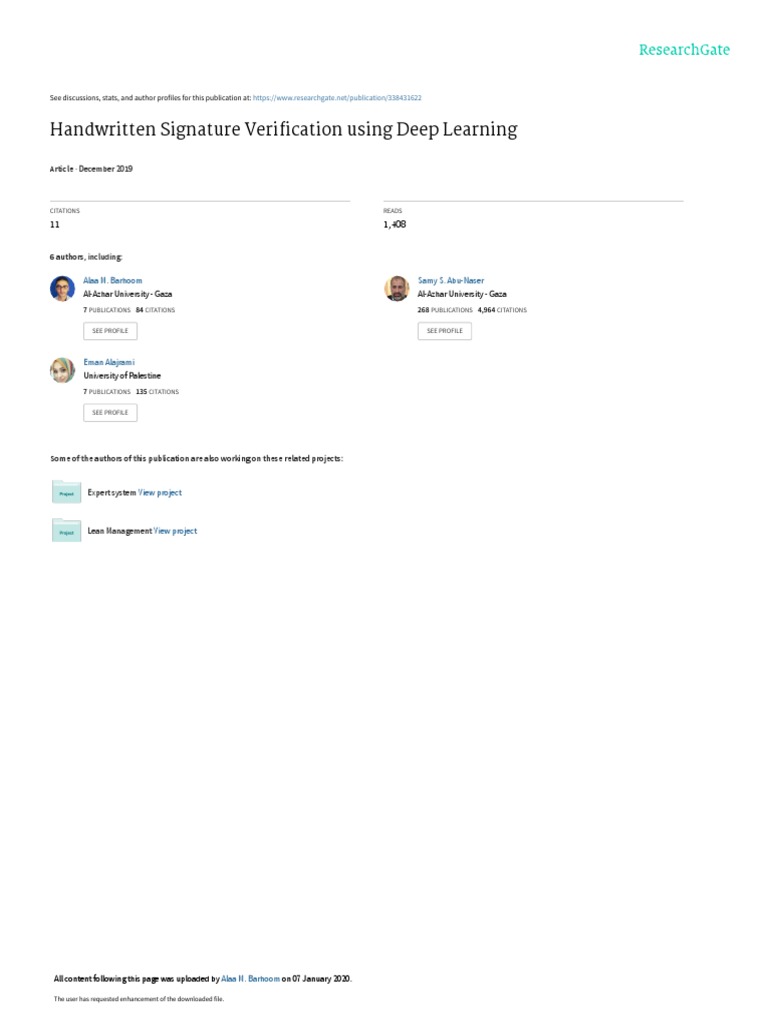 Handwritten Signature Verification Using Deep Learning Pdf
