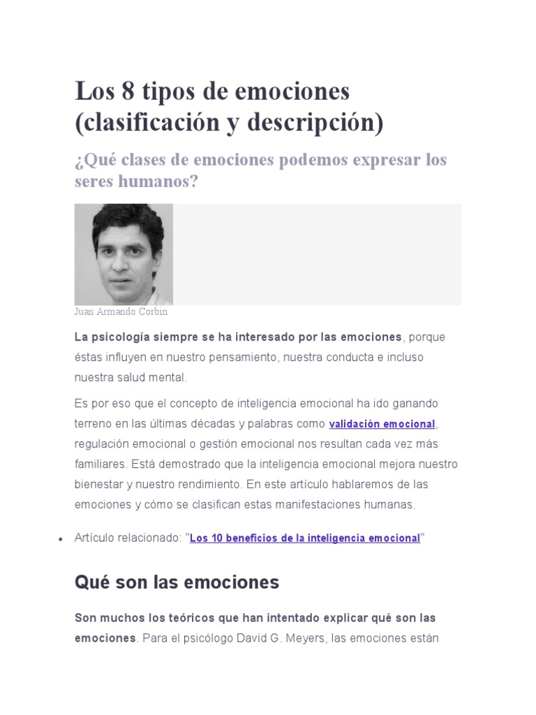 Los 8 Tipos de Emociones | PDF | Las emociones | Comportamiento