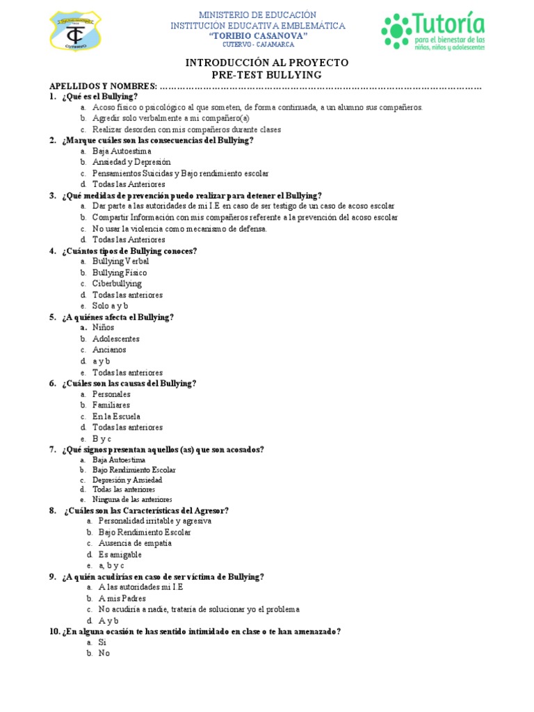 Sesiones Sobre Proyecto de Bullying | PDF | Agresión | Comportamiento ...