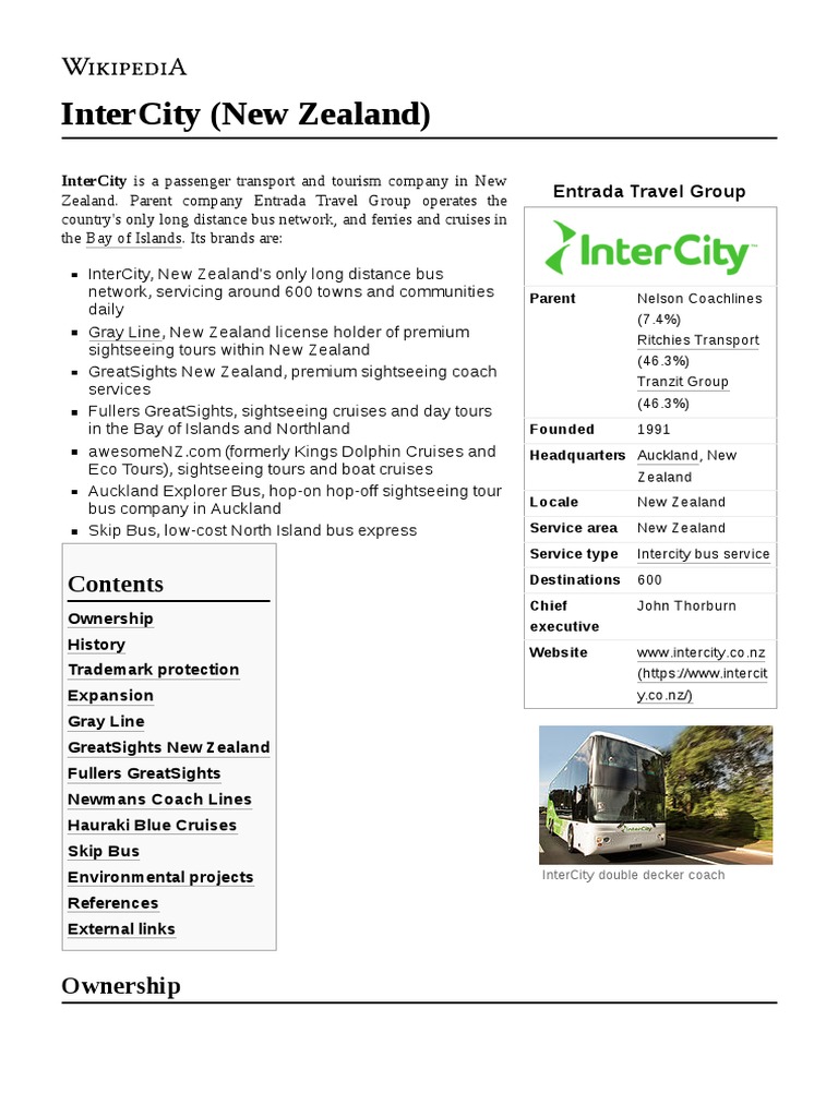Intercity (New Zealand) : Entrada Travel Group | Download Free PDF ...