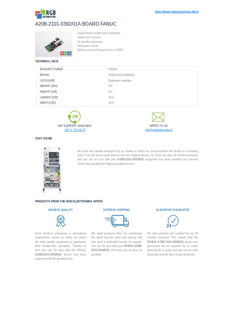A20B-2101-0392-01A FANUC - Product Information | PDF | Packaging And Labeling | Service Industries