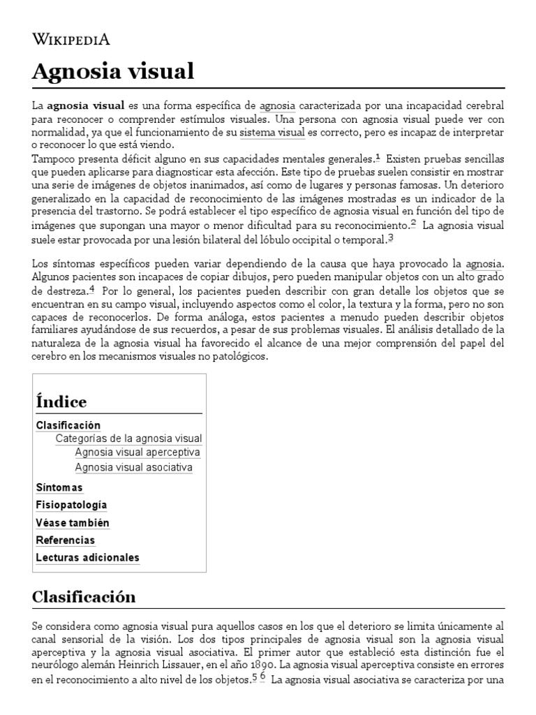 Agnosia Visual | PDF | Experiencia subjetiva | Neurociencia