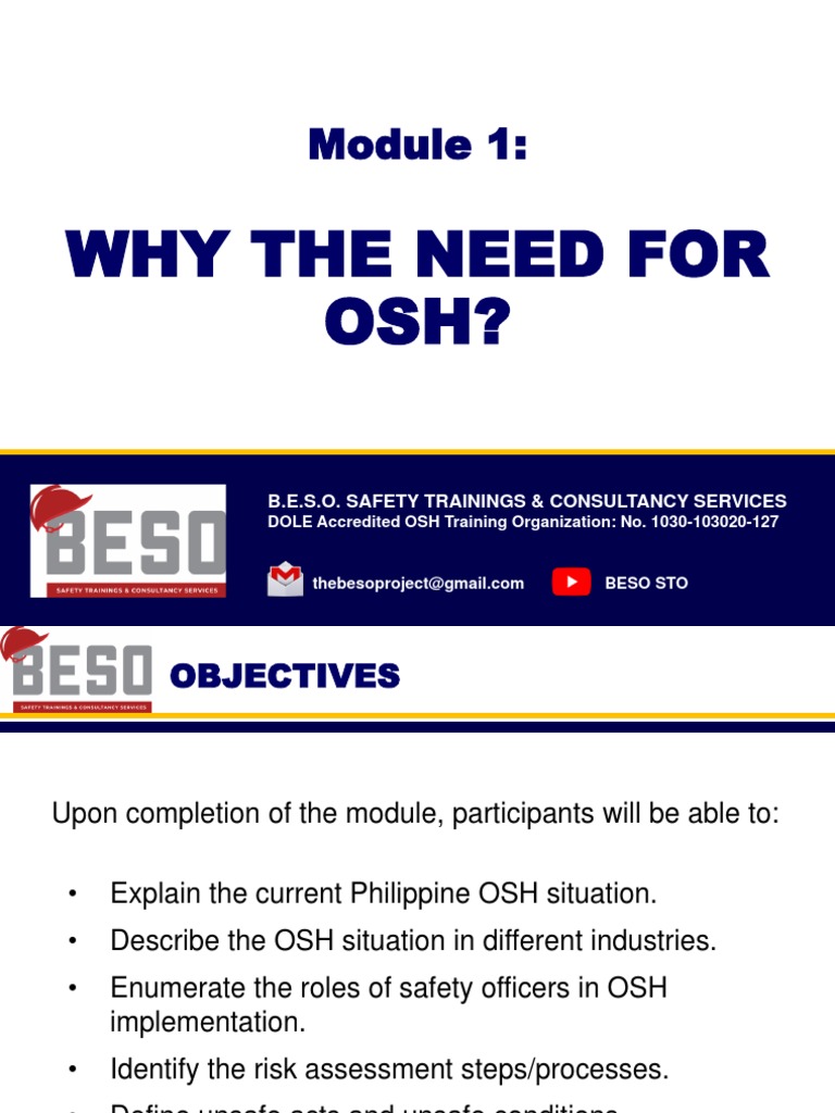 Module 1 - Why The Need For Osh | PDF | Occupational Safety And Health ...