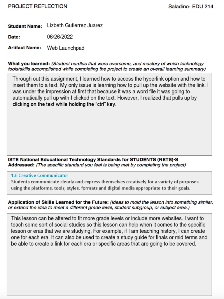 Web Launchpad Reflection Template | PDF | Career & Growth | Wellness