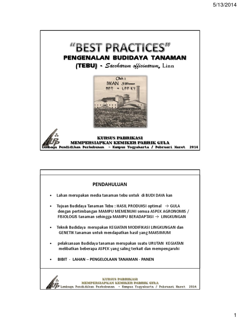 Tebu Dan BTB - Iwan S W | PDF