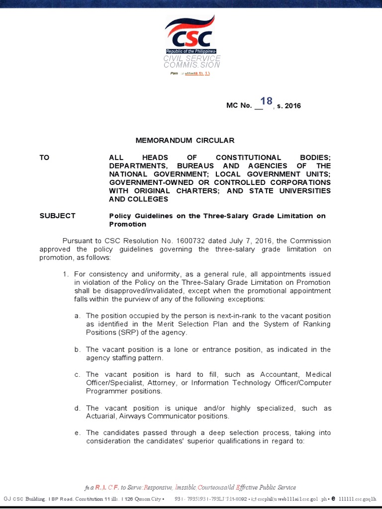 CSC Resolution Number 1600732 | PDF | Employment | Evaluation