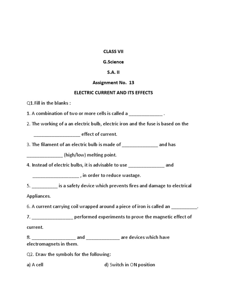 CBSE Class 7 Science Worksheet (13) - 0 | PDF | Incandescent Light Bulb ...