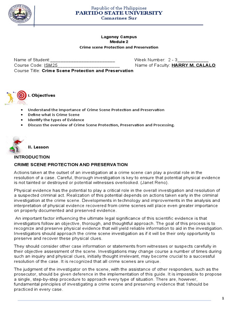 ISM25 Module 2 CRIME SCENE PROTECTION AND PRESERVATION | Download Free ...