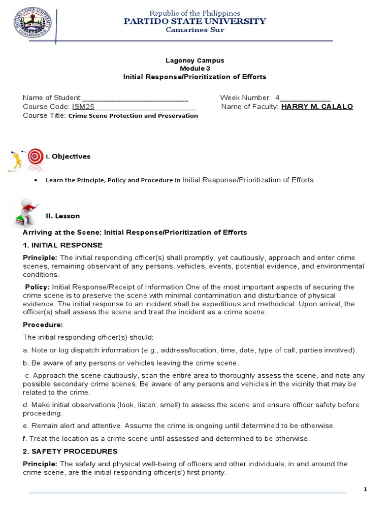 ISM25 Module 3 CRIME SCENE PROTECTION AND PRESERVATION | PDF | Crime ...