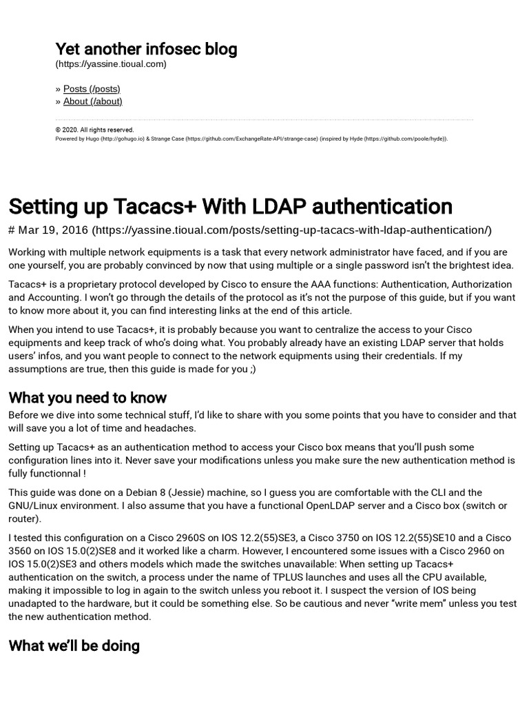 Setting Up Tacacs+ With LDAP Authentication | PDF | Secure Shell ... Setting Up Tacacs+ With LDAP Authentication | PDF | Secure Shell ...
