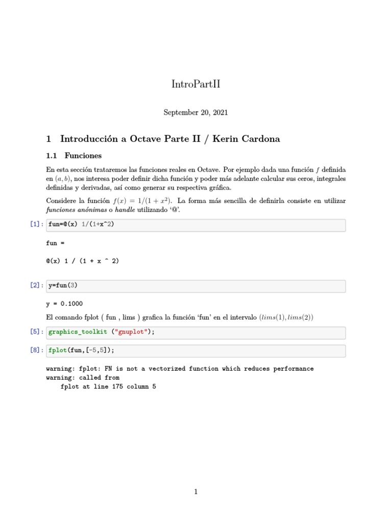 Introducción A Octave Parte 2 | PDF | Análisis numérico | Funciones y ...