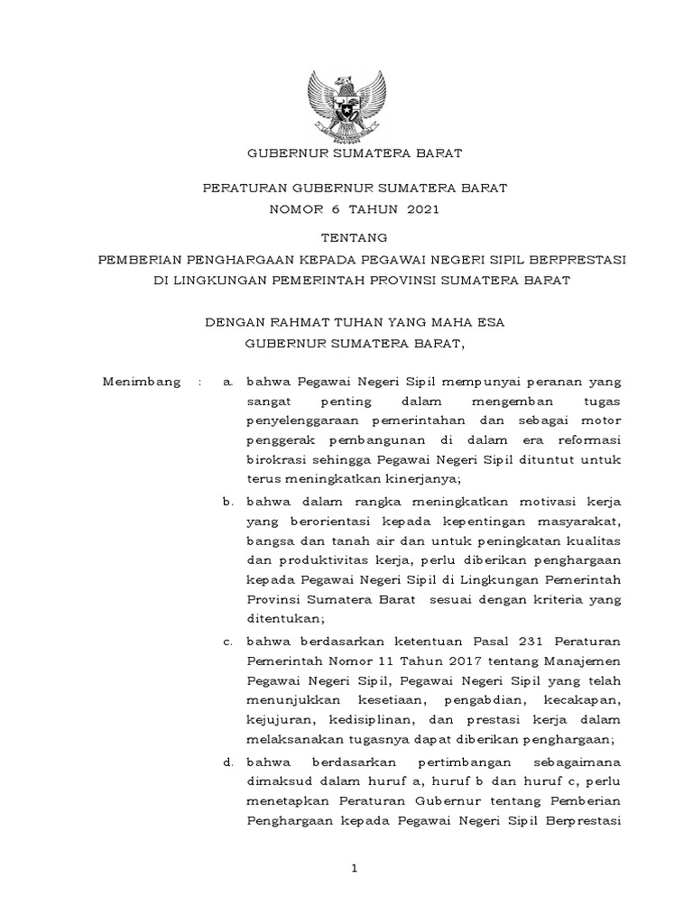 Pergub Nomor 6 Tahun 2021 | PDF