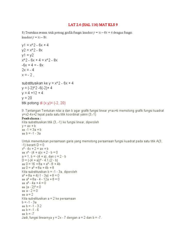 Fungsi Kuadrat Kls 9 | PDF | Metode & Bahan Ajar